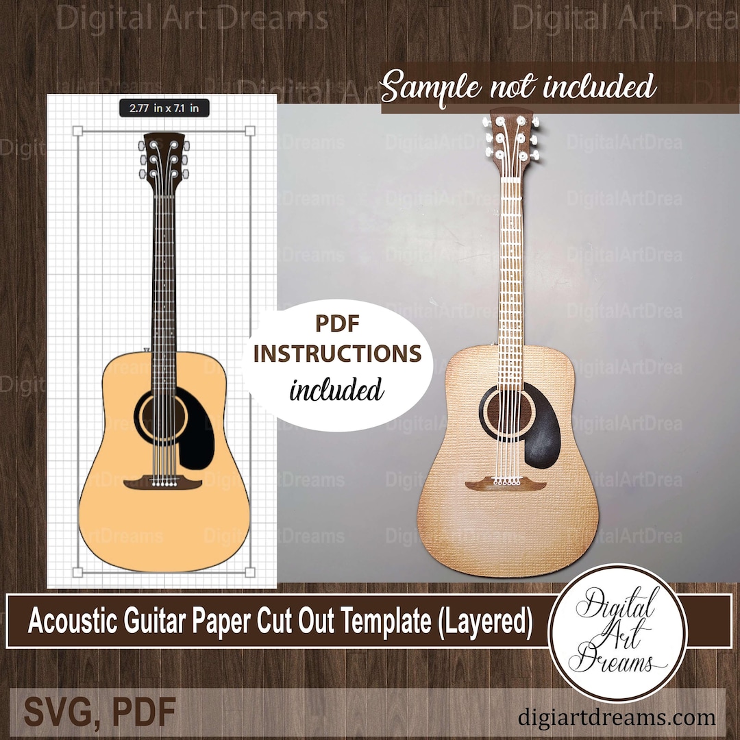 Acoustic Guitar SVG Cut Outs, Layered Cut Files, Paper Piecing ...