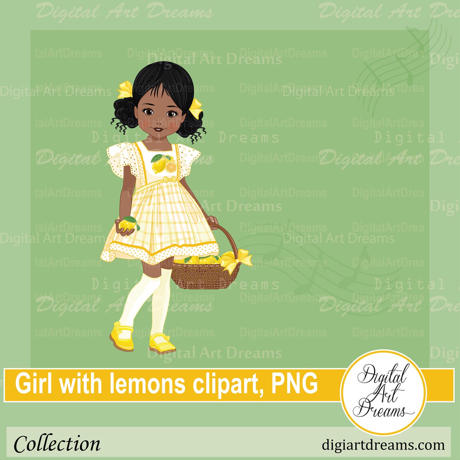 Girl With Lemons Clipart Lemon Images Little Girl Png Cute | Etsy