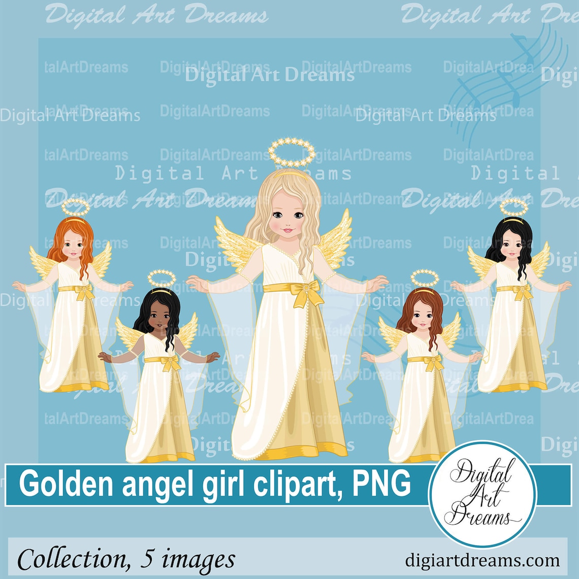 Golden Angel Clipart Little Girl Png Christmas Clipart - Etsy