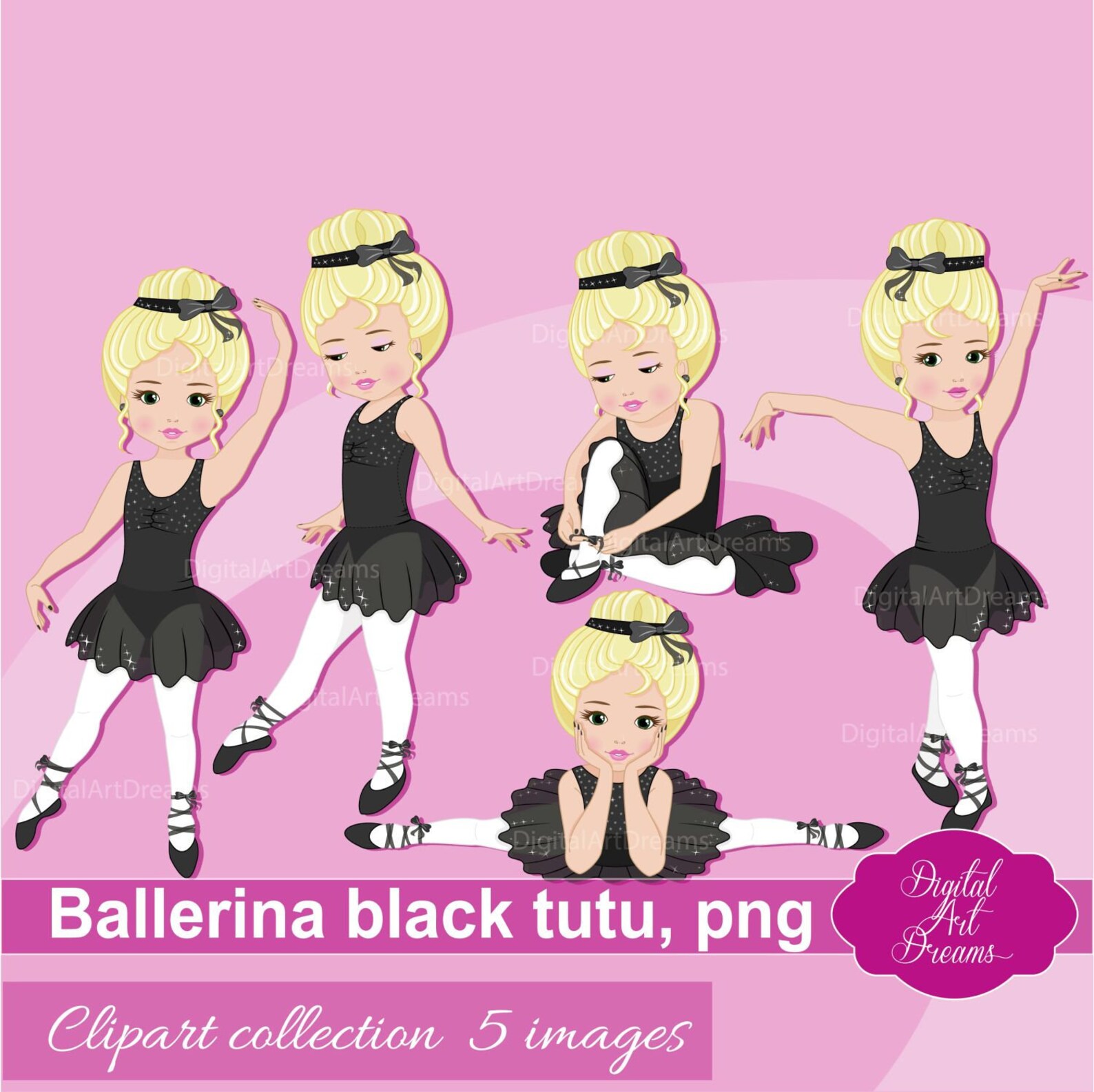 Ballerina Clipart Little Girls Clip Art Cute Characters - Etsy