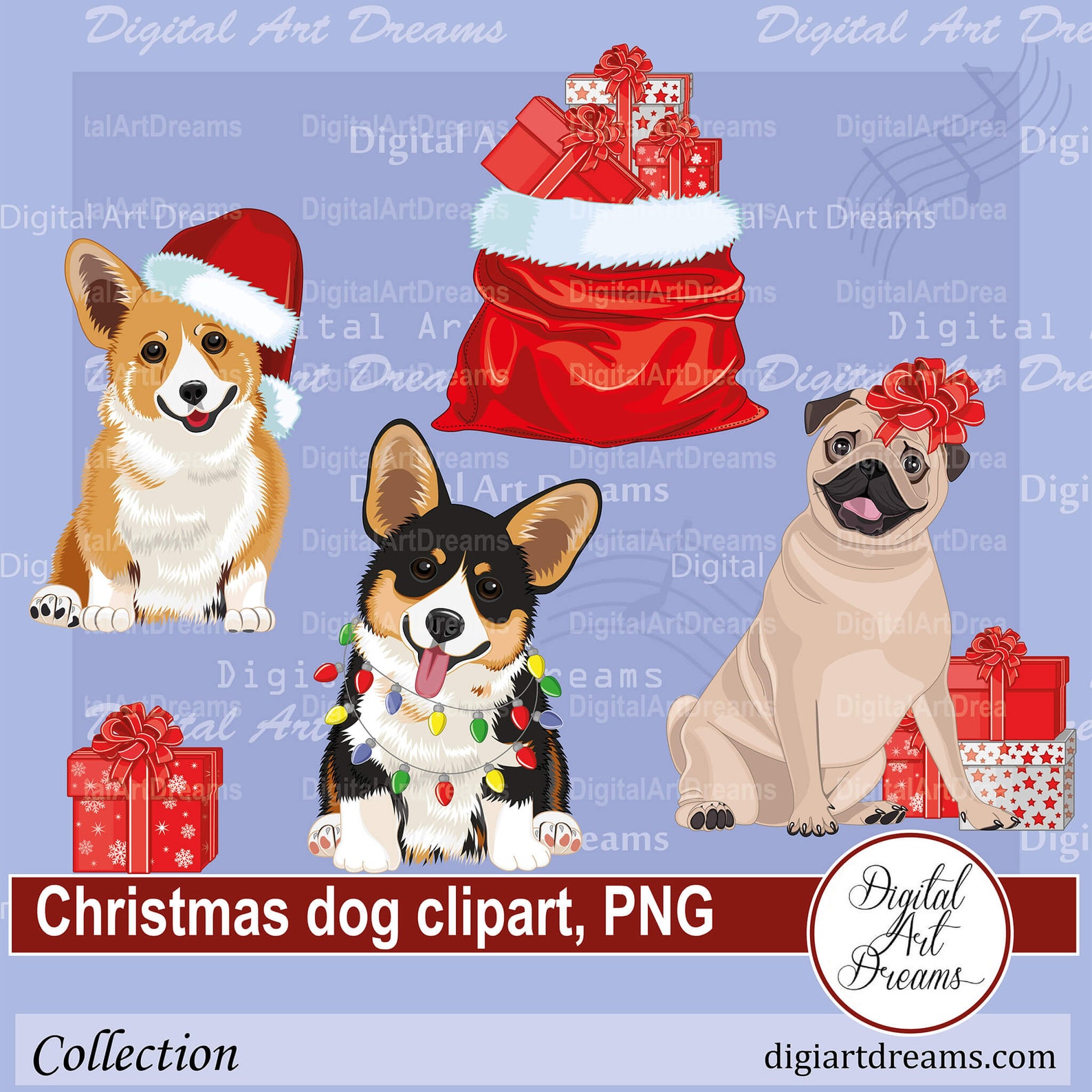 Christmas Dog Clipart Christmas Clipart Dog Png - Etsy