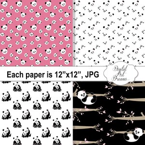 Panda Digital Papers, Animal Digital Scrapbooking Paper, Invitations ...