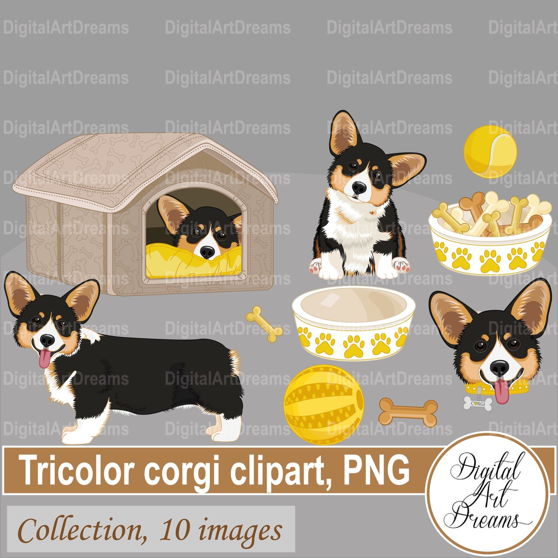 Cute Corgi Clipart Dog Clipart Digital Artwork Scrapbook - Etsy
