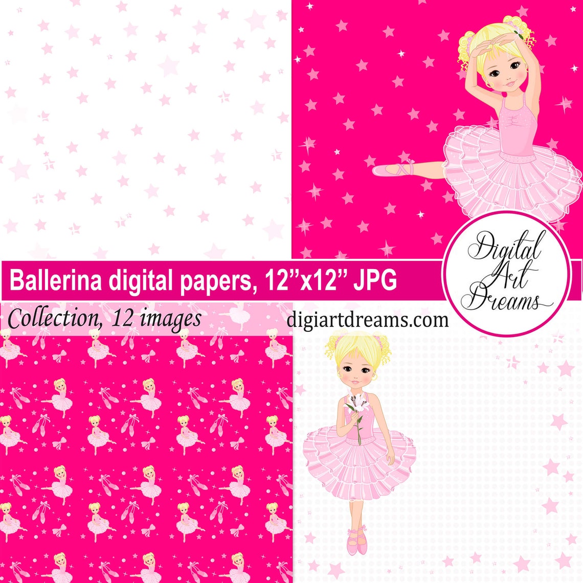 Ballerina Digital Papers Pink Ballet Scrapbooking Paper - Etsy