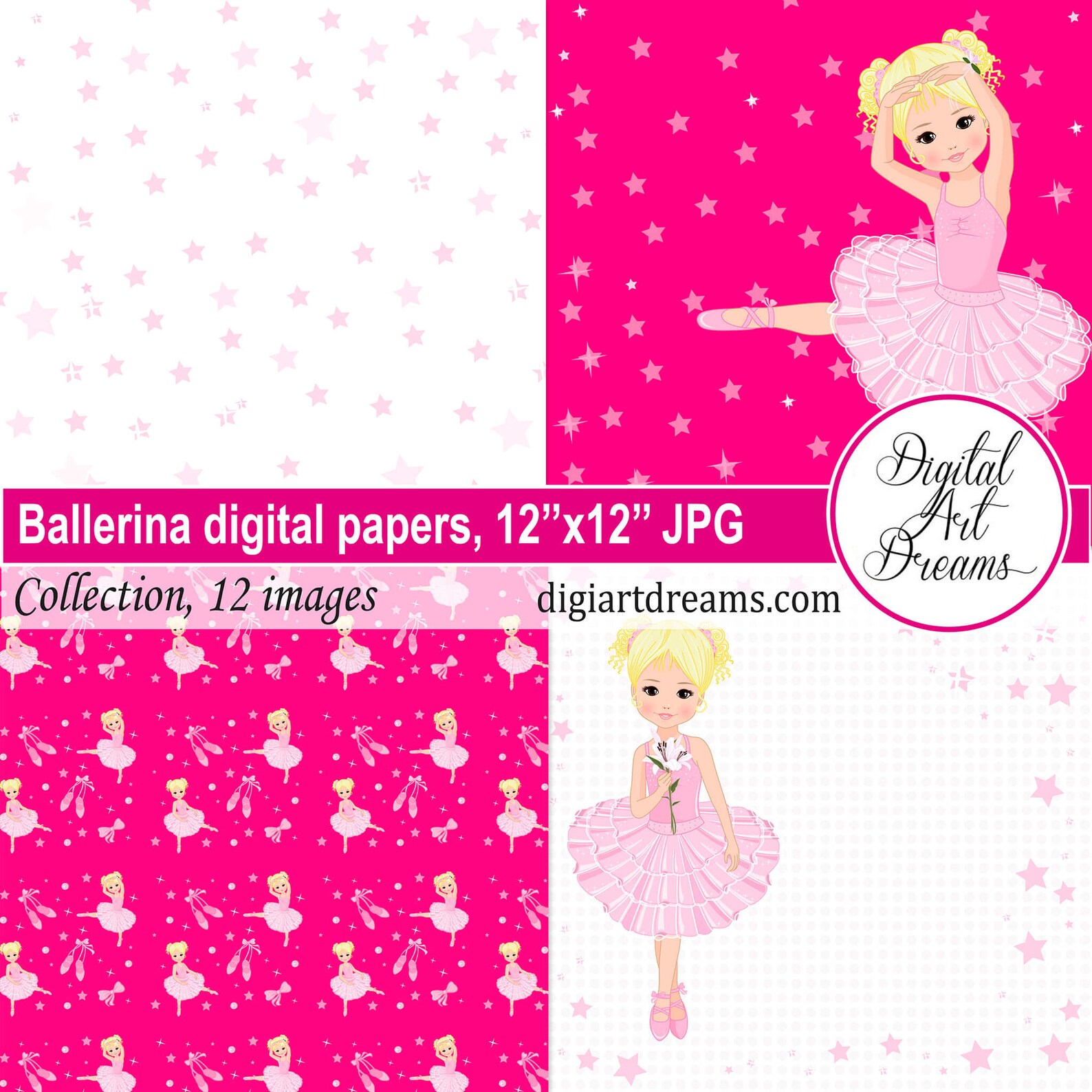 Ballerina Digital Papers Pink Ballet Scrapbooking Paper - Etsy