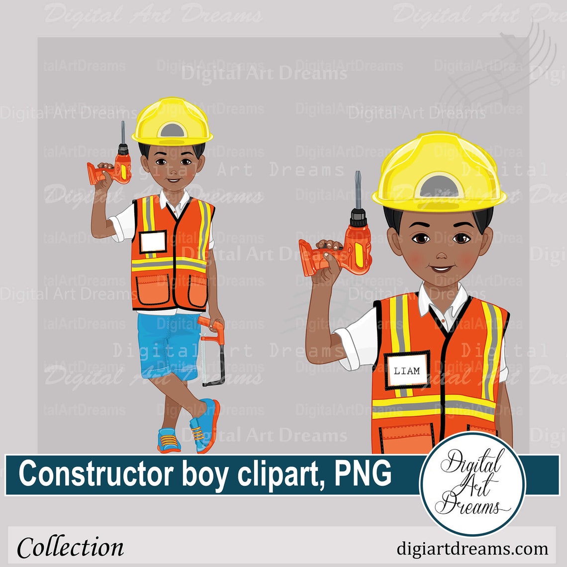 Construction Clipart Little Boy Character Constructor Png - Etsy