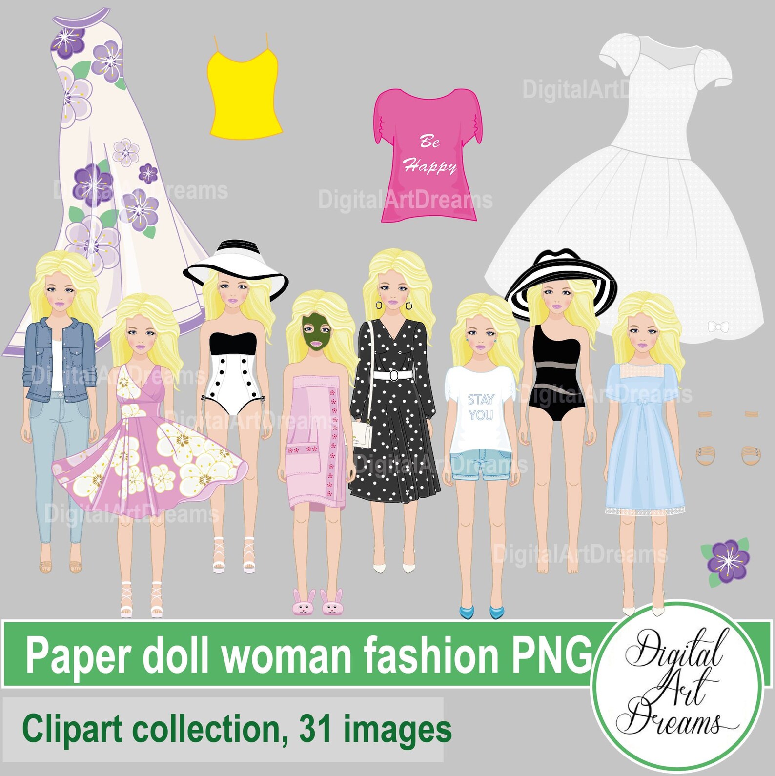 Paper Doll Clipart, Woman Dress up Clip Art, Cute Character Graphics ...