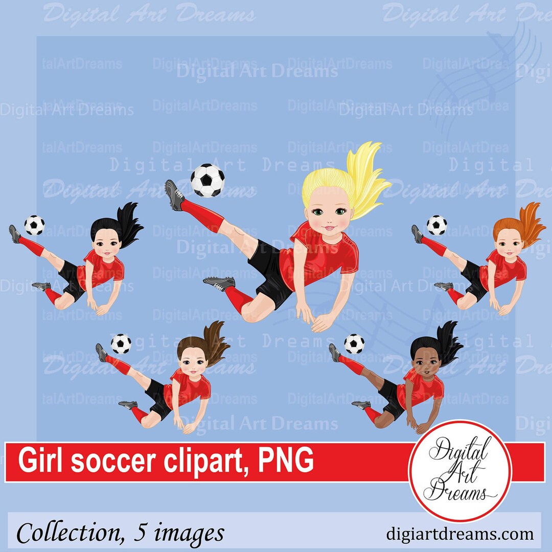 Soccer Clipart - Girl Player - Football Clipart Png - Soccer Ball - Red ...