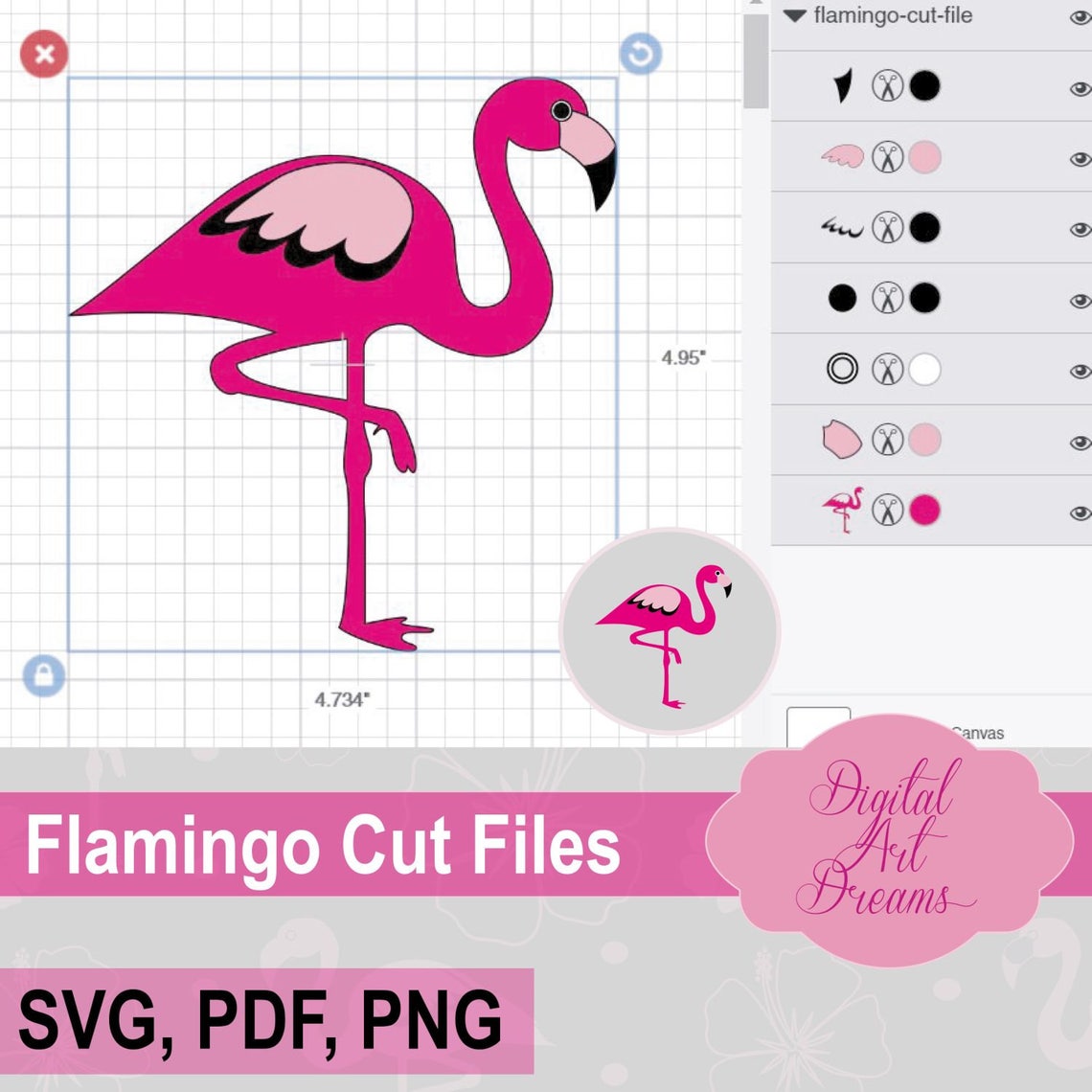 Flamingo SVG Cut Pink Flamingo PDF Cuttable Design Bird - Etsy