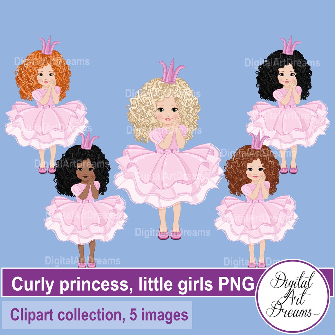 Princess Clipart - Little Girl Clipart - Princess Crown Clipart - Pink ...