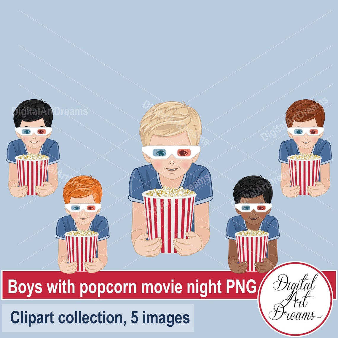 Popcorn Clip Art Little Boys Clipart Movie Night Movies | Etsy