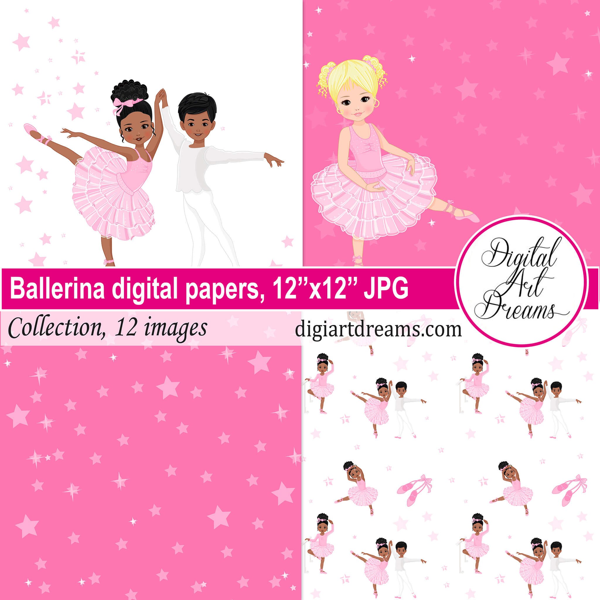Ballerina Digital Papers Pink Ballet Scrapbooking Paper - Etsy