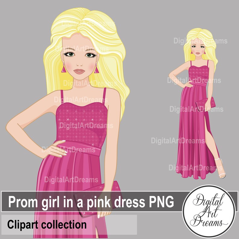 Prom Clipart Prom Girl Dresses Woman Clip Art Pink Dress - Etsy