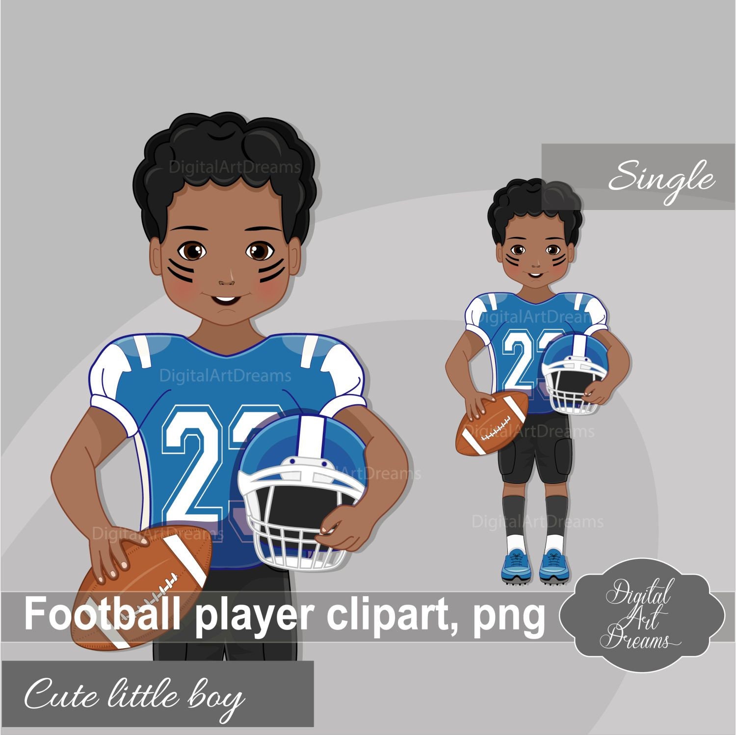 Football Player Clipart - American Football Clipart - Black Boy Clipart ...