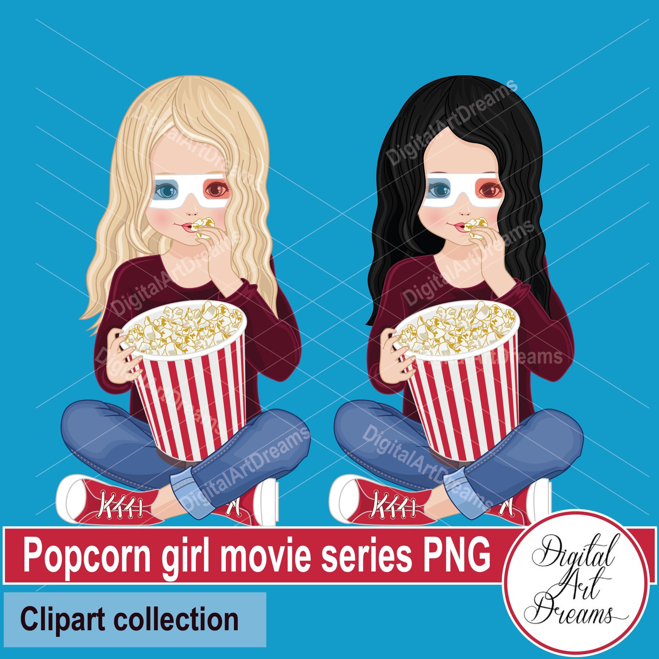 Popcorn Clipart, Little Girls Clip Art, Movie Night, Movies Png, Cute ...