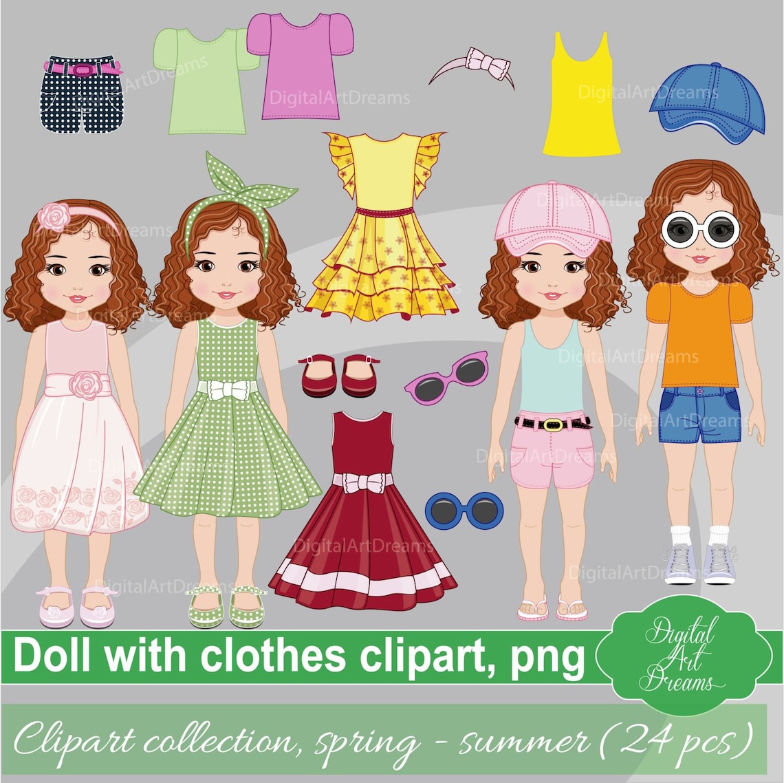 Paper Doll Clipart Little Girl Dress up Clip Art Cute - Etsy
