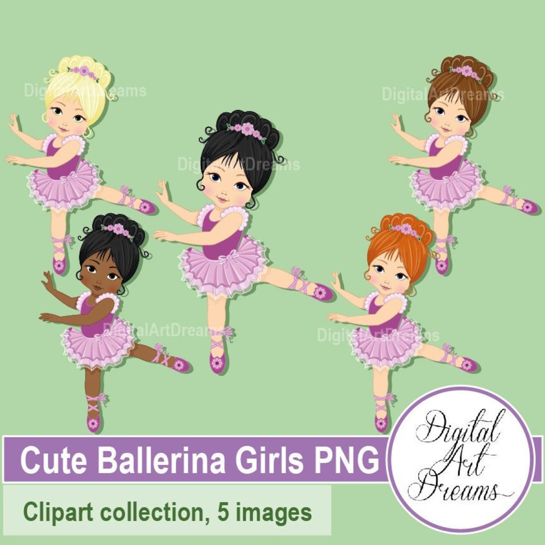 Ballerina Clip Art, Cute Girls Clipart, Little Girl Graphics, Purple ...