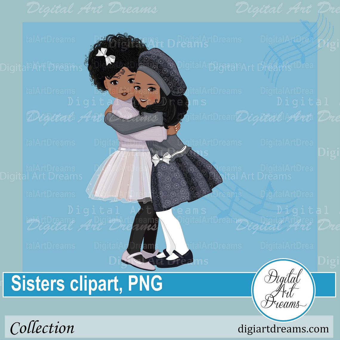 Sisters Clipart Cute Characters Sister Clipart Png Little - Etsy