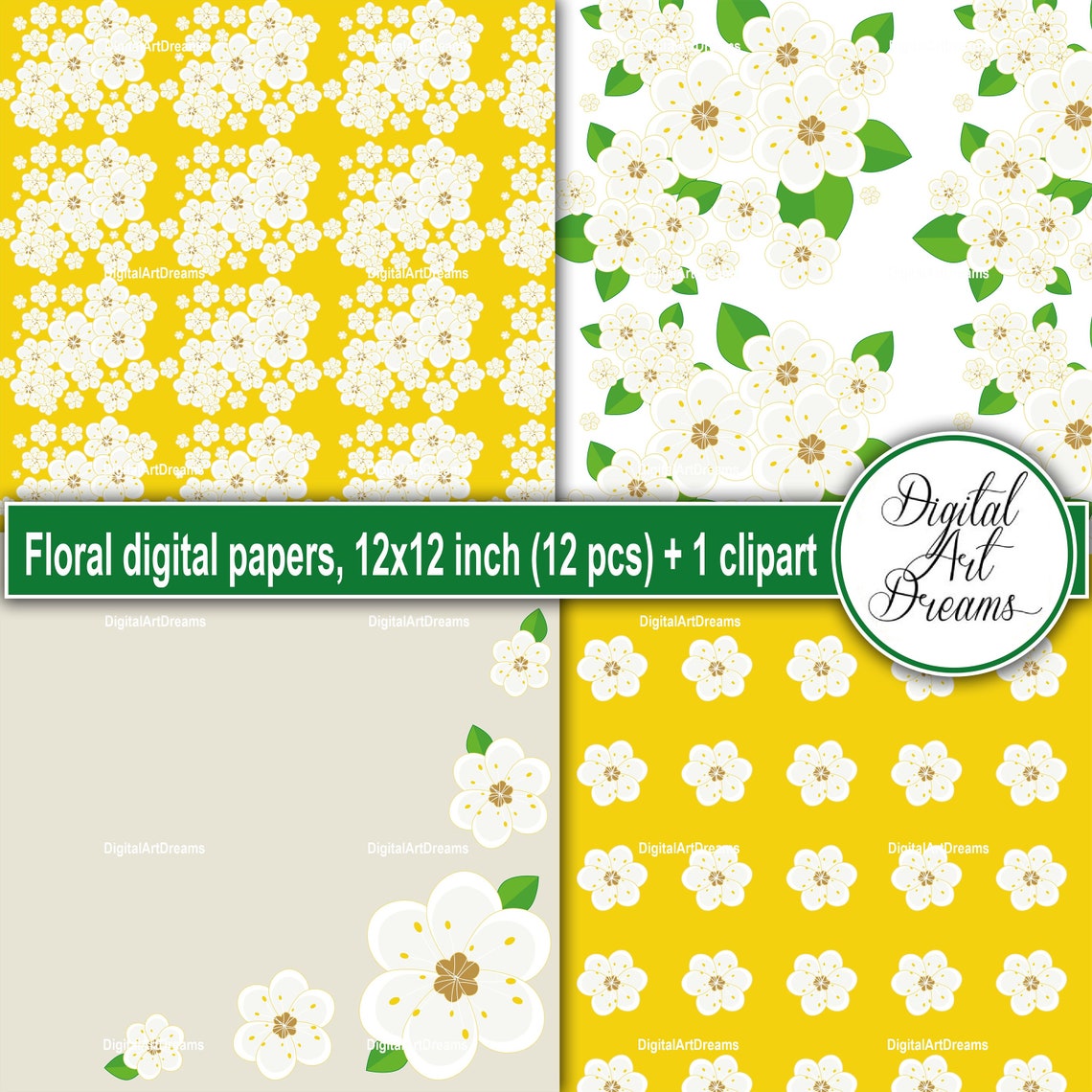 Floral Digital Papers Spring Scrapbooking Paper Blossom | Etsy