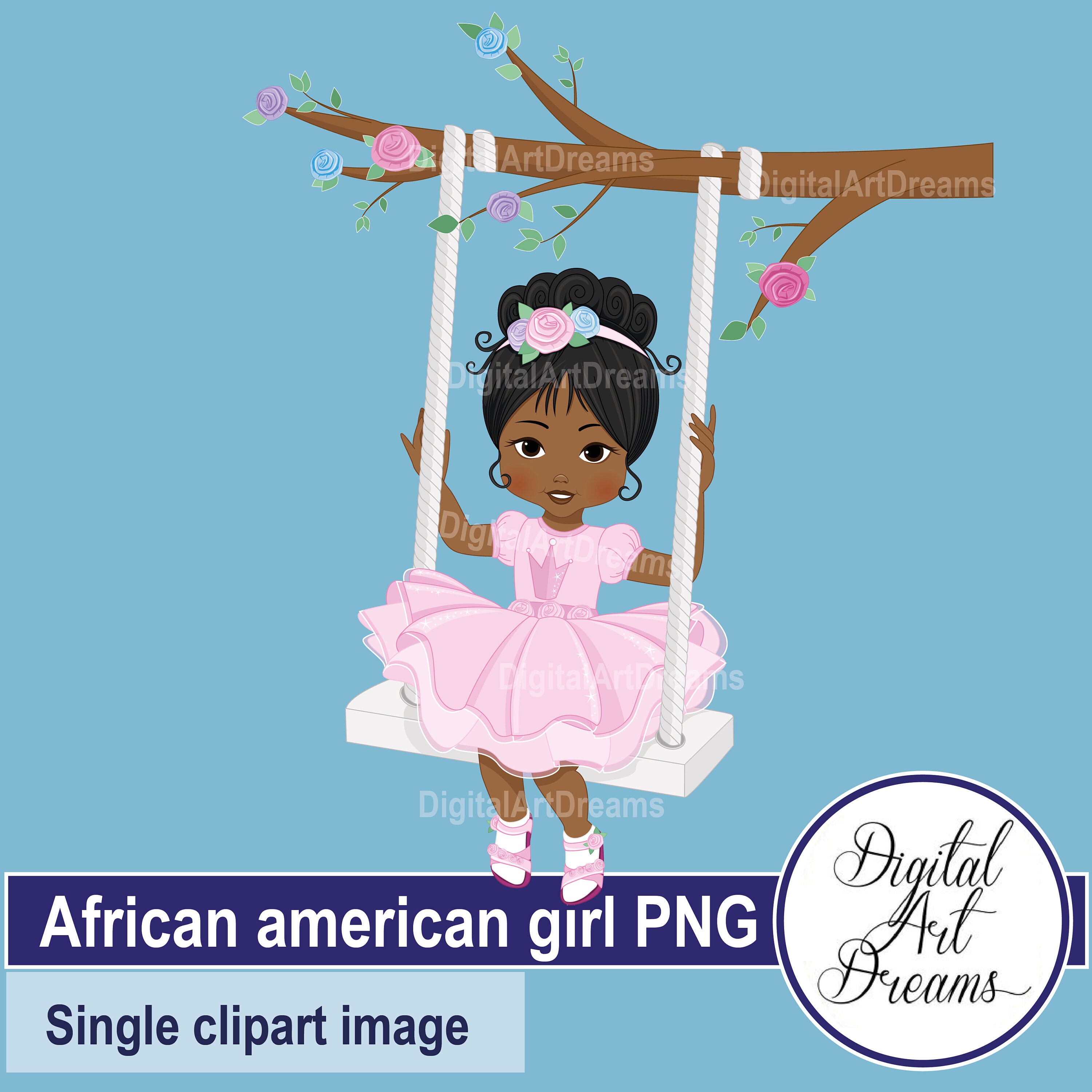 African American Girl Clipart Character Clip Art Cute Girl | Etsy