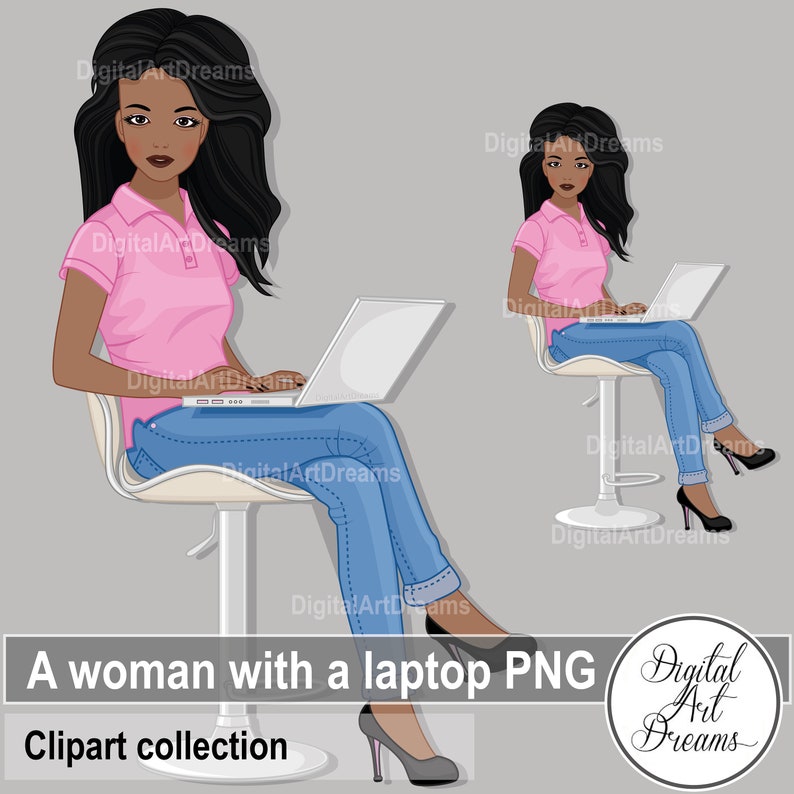 Woman Clipart Business Clip Art Women With a Laptop Female - Etsy