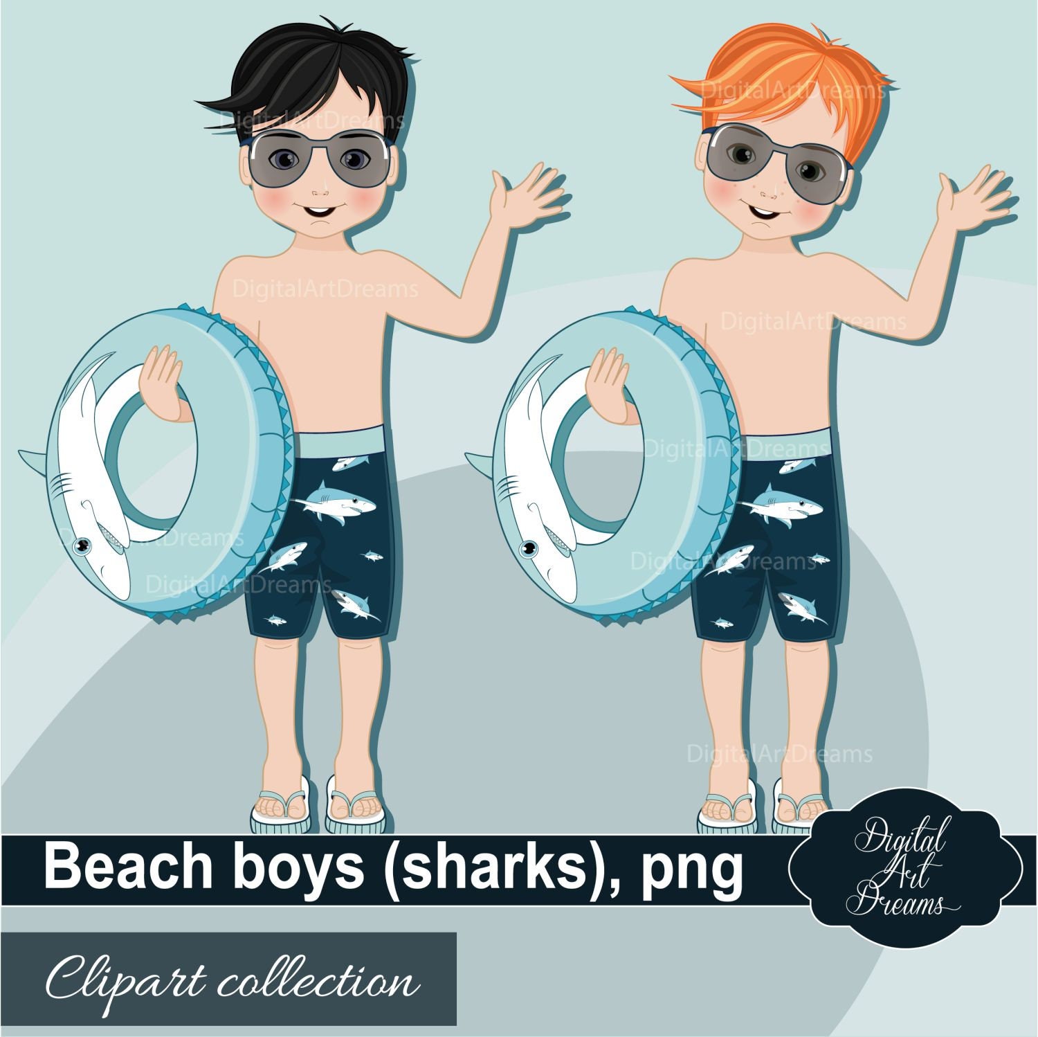 Nautical Clipart Beach Boy Clipart Shark Clipart Little - Etsy Ireland