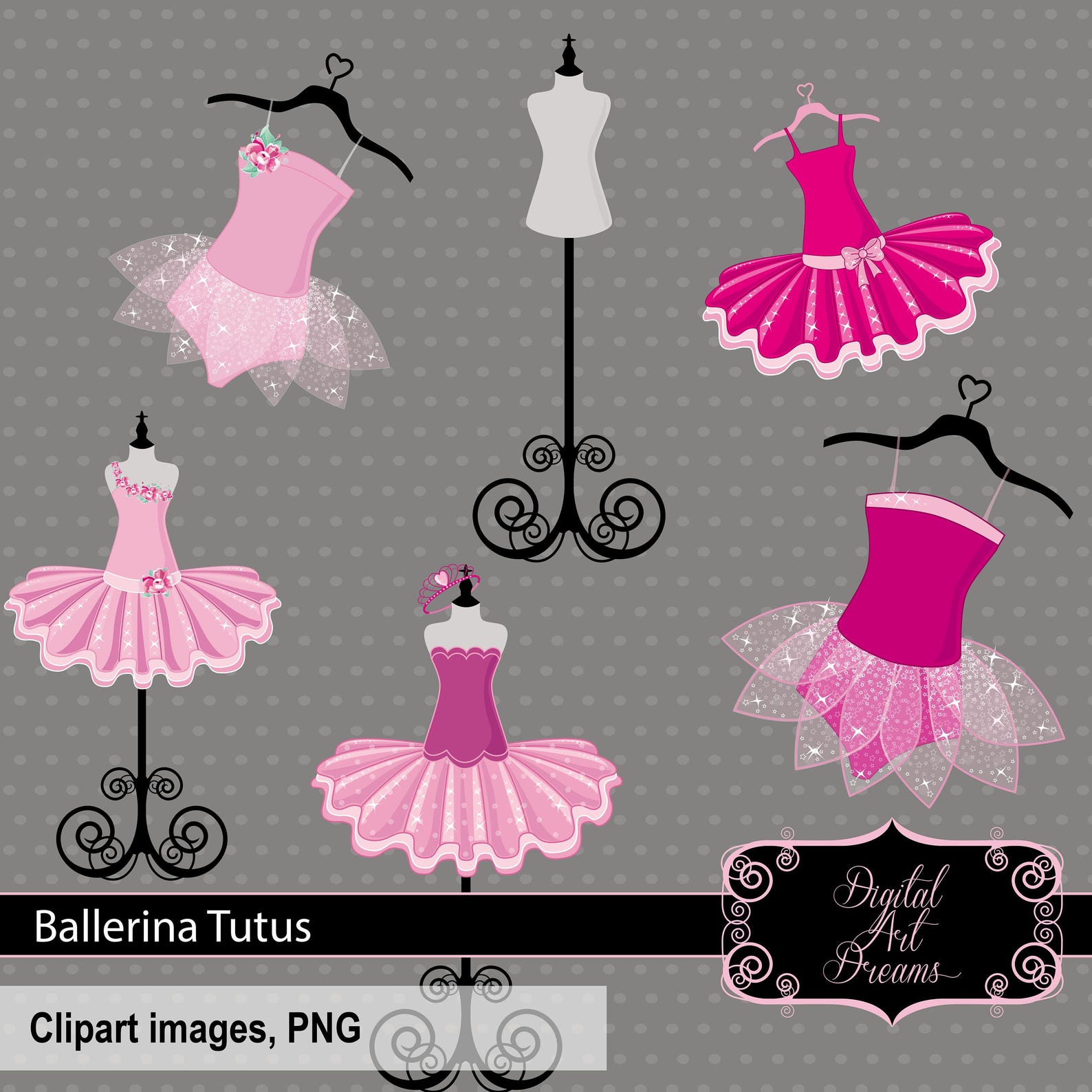Ballet Clipart, Ballerina Tutus PNG, Dance Class Graphics, Digital ...