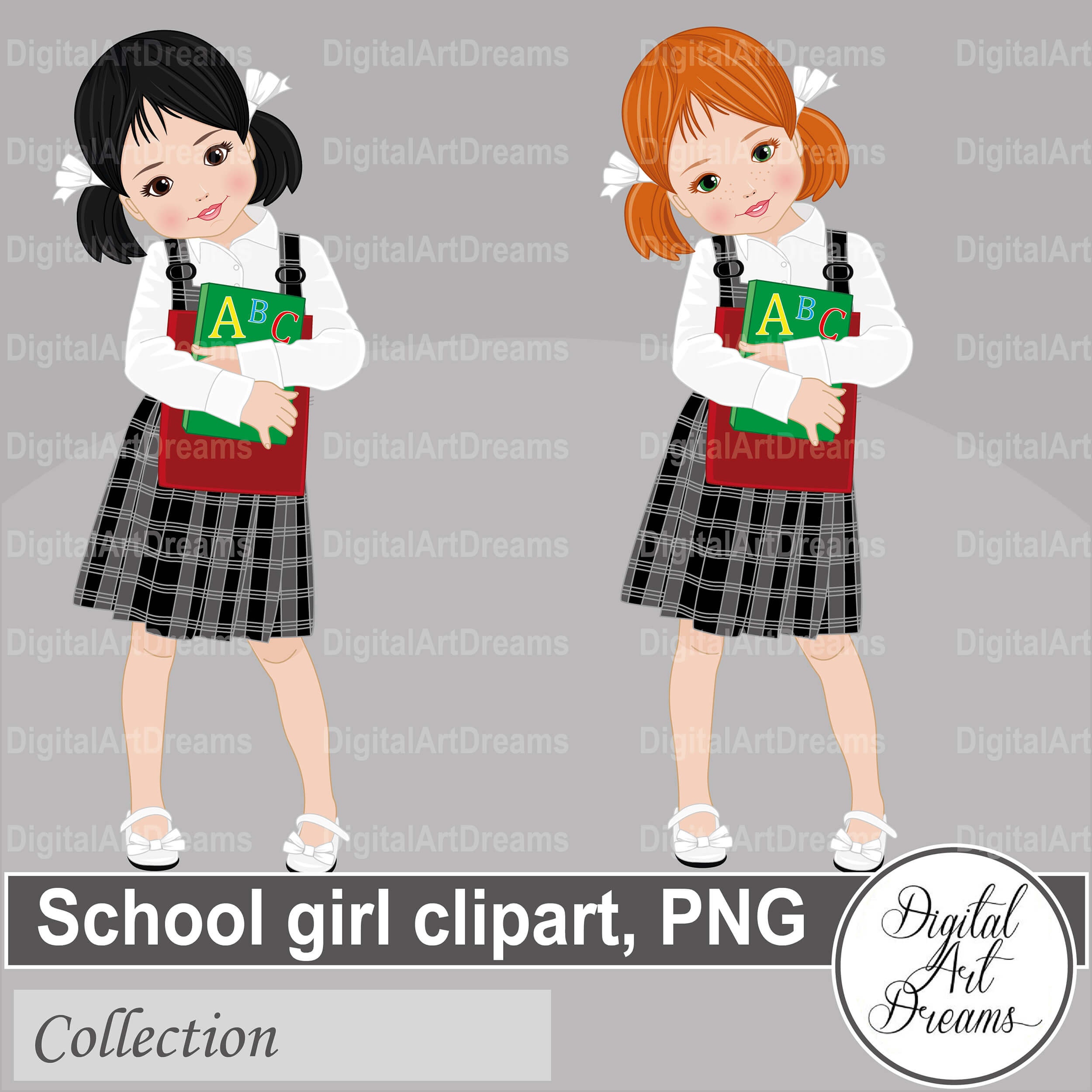 School Girl Clipart Back to School Clipart Girl With Books - Etsy UK