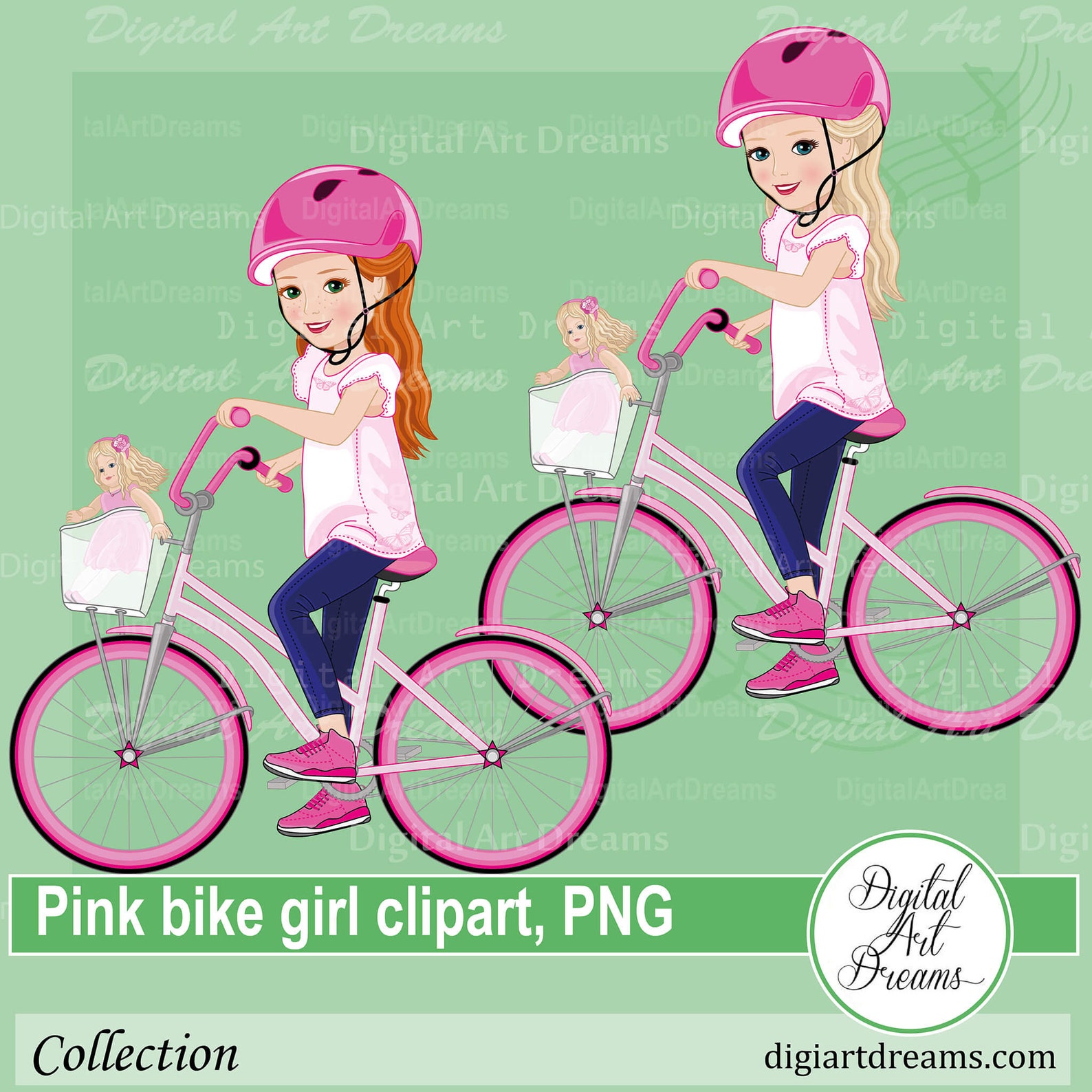 Bike Clipart Little Girl Clipart Pink Bicycle Clipart - Etsy