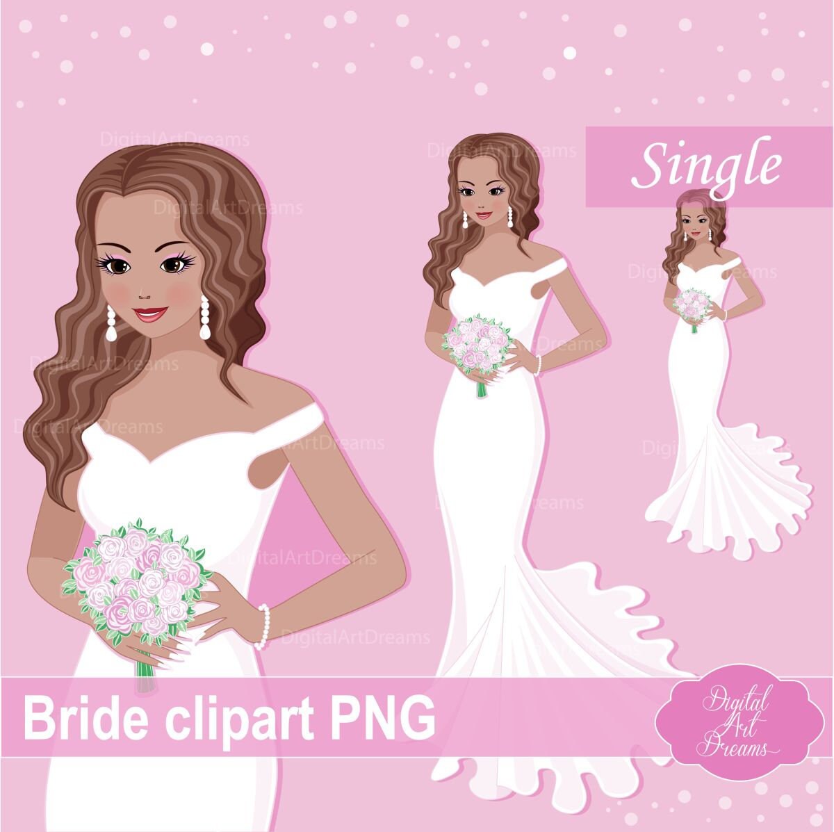 Bride Clipart Cute Character Fashion Woman png Brides | Etsy