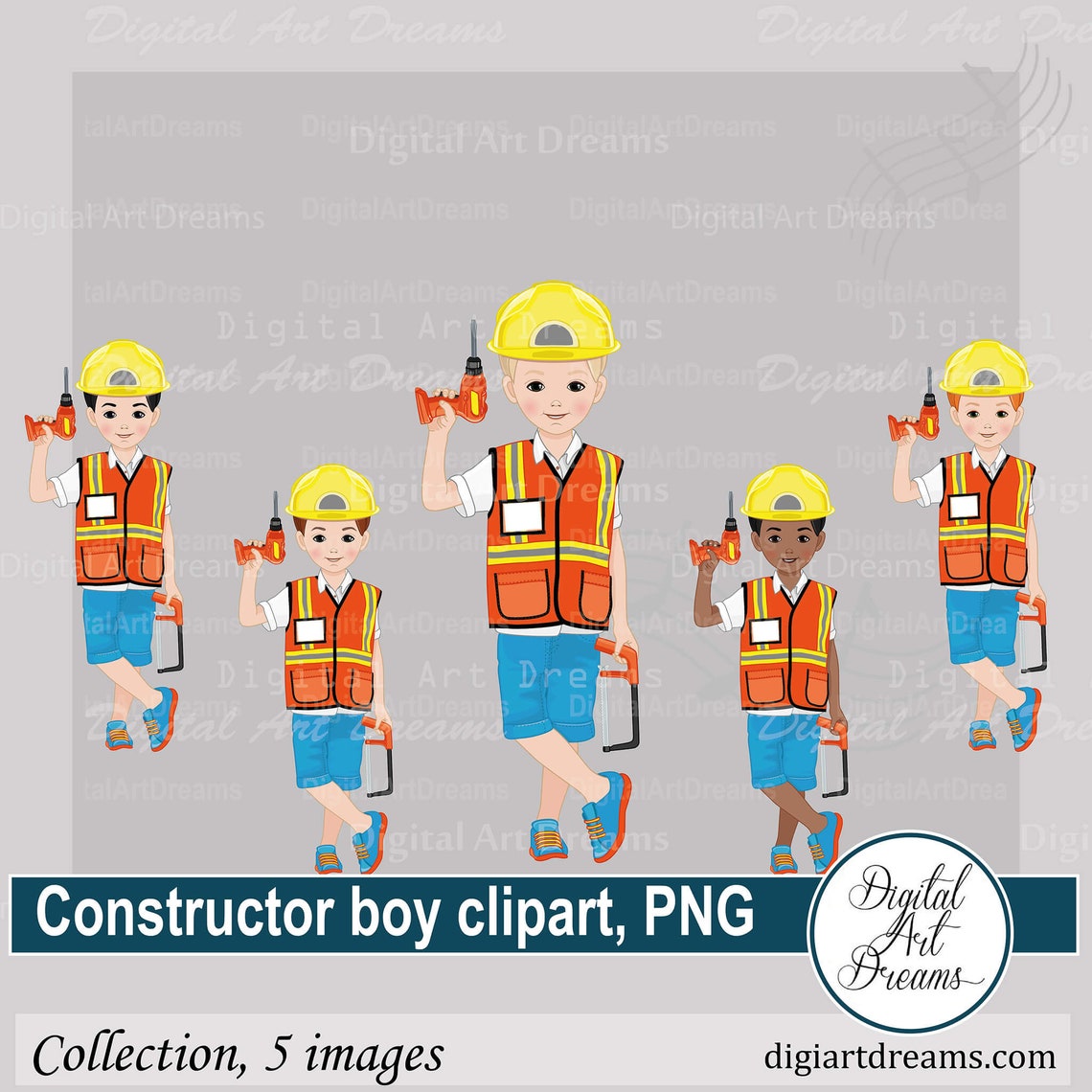 Construction Clipart Little Boy Character Constructor Png - Etsy