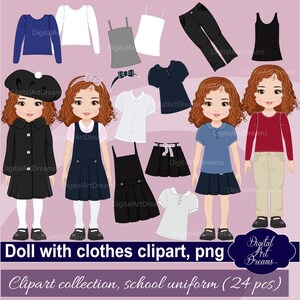Paper Doll Clipart, Little Girl Dress up Clip Art, Cute Character ...