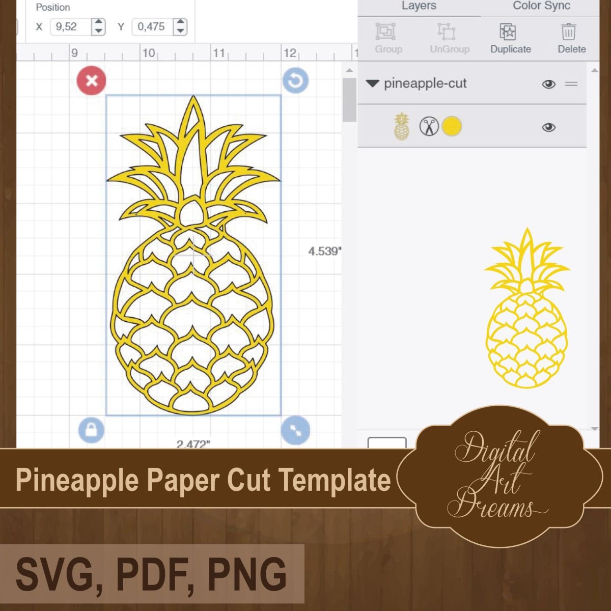 Pineapple SVG Paper Cut Template PDF Baby Papercut Cuttable | Etsy