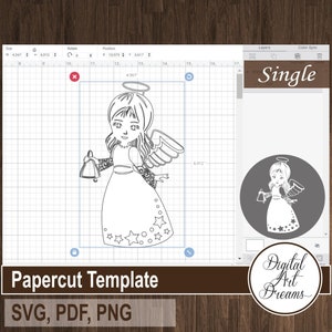 Christmas Angel Girl SVG Cut, Papercutting Template PDF, Holiday ...