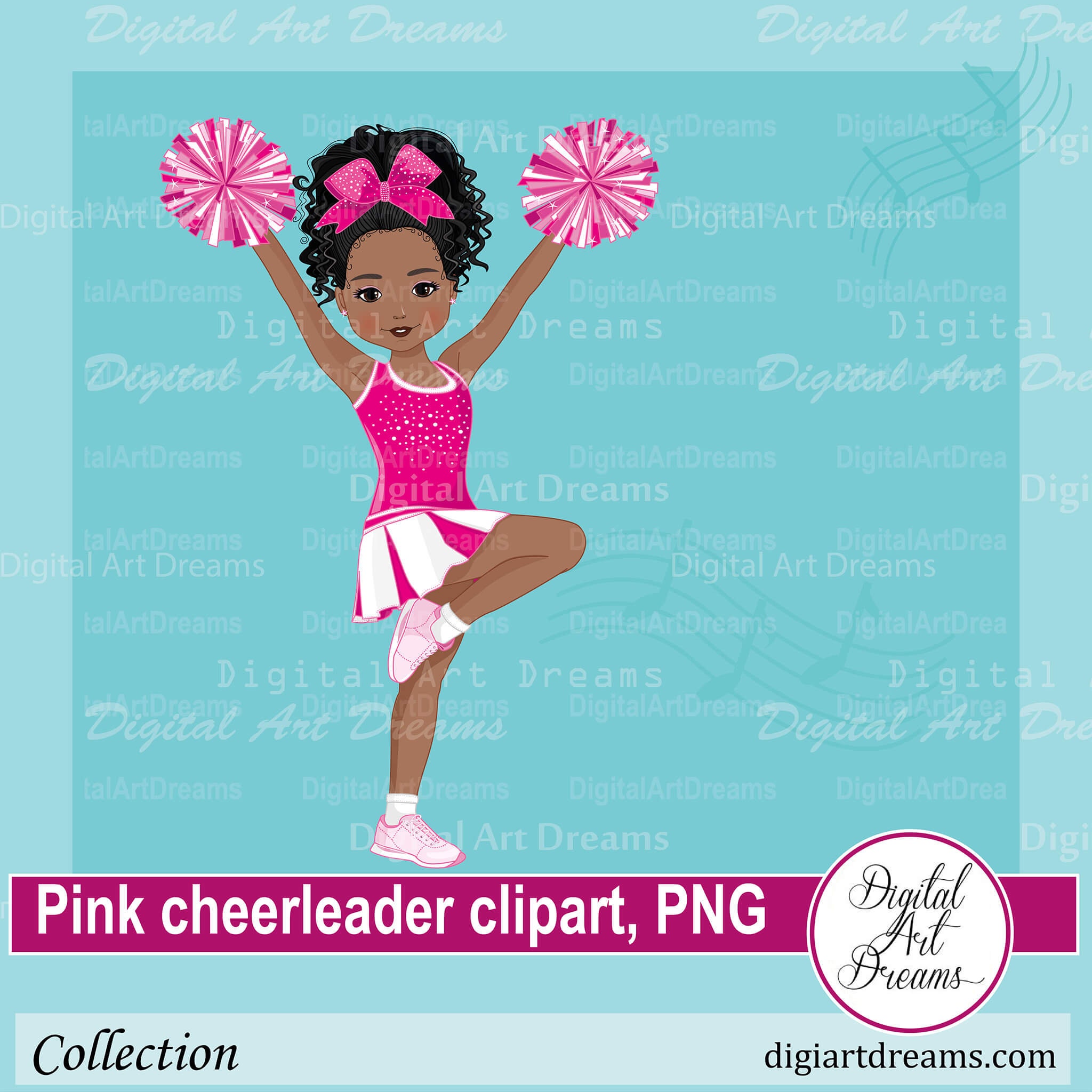 Cheerleader Clipart Girls in Pink Uniform Cute Little - Etsy