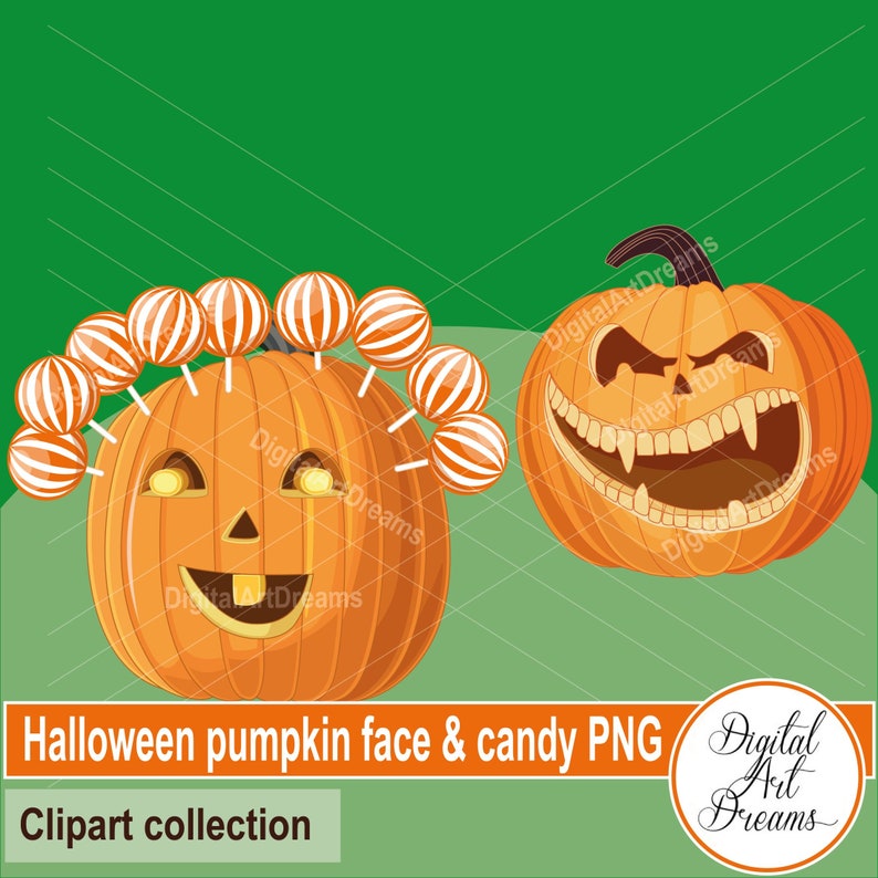 Halloween Pumpkin Face Clipart Jack O'lantern Clip Art - Etsy
