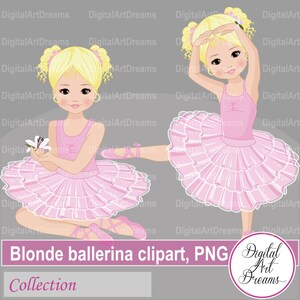 Ballerina Clip Art, Dancing Little Girl, Blonde Ballerinas Pink Tutu ...