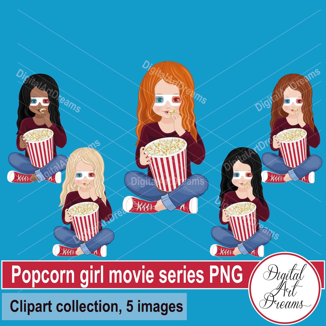 Popcorn Clipart, Little Girls Clip Art, Movie Night, Movies Png, Cute ...