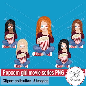 Popcorn Clipart, Little Girls Clip Art, Movie Night, Movies Png, Cute ...