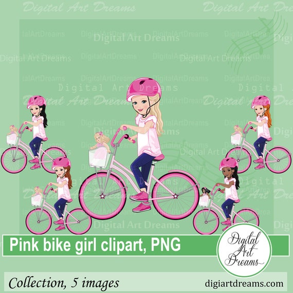 Bike Clipart Little Girl Clipart Pink Bicycle Clipart | Etsy