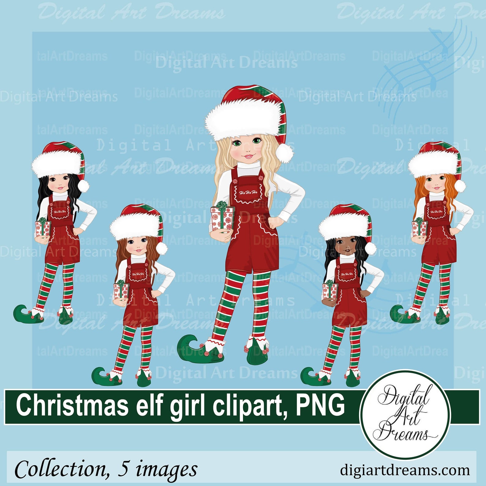 Christmas Elf Clipart Christmas Girl Clip Art Christmas Png - Etsy