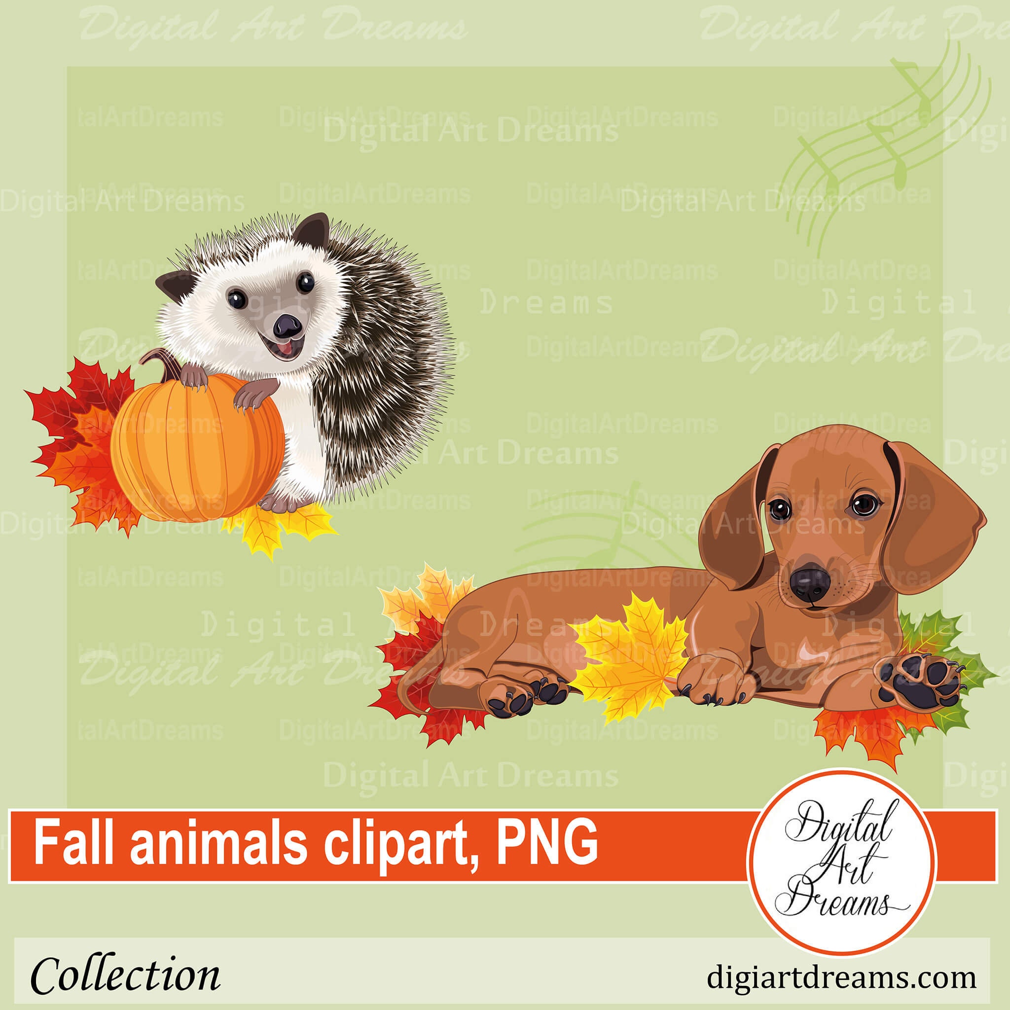 Fall Clipart Png Animal Clipart Hedgehog With Pumpkin Dog - Etsy