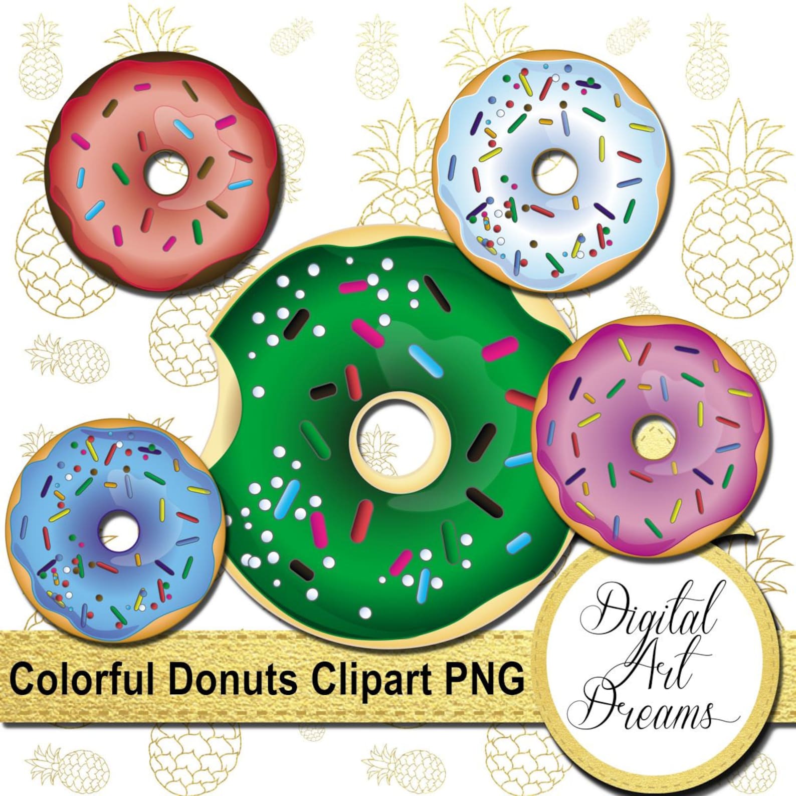 Donut Clipart Doughnut Images Donuts Clip Art PNG Chocolate - Etsy