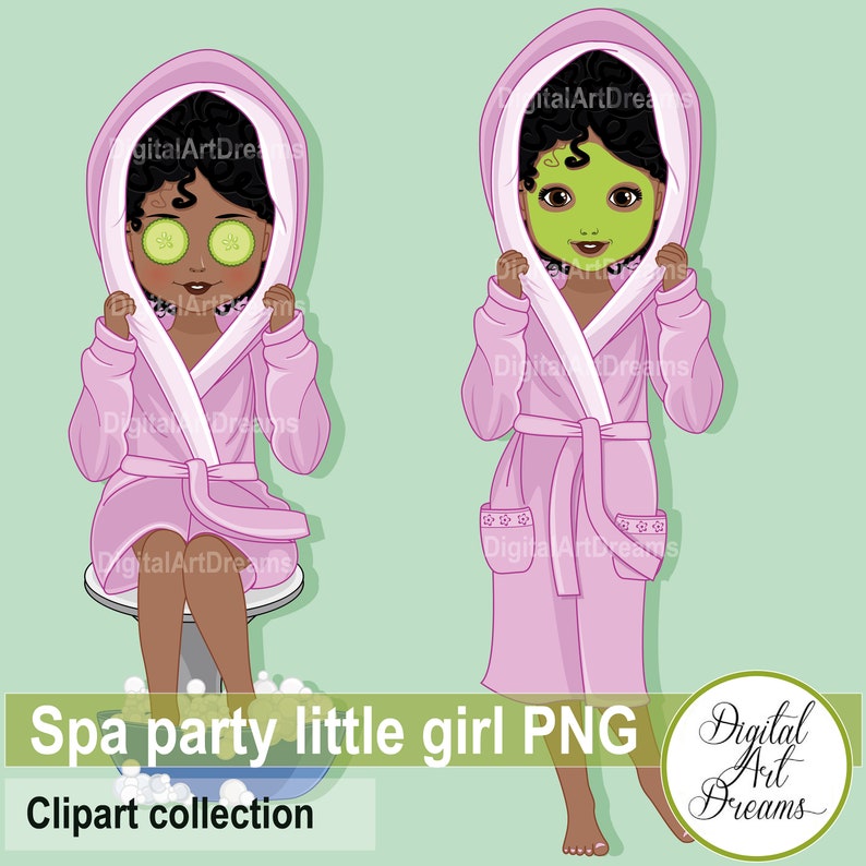 Spa Party Clipart African-american Clip Art Little Girls - Etsy