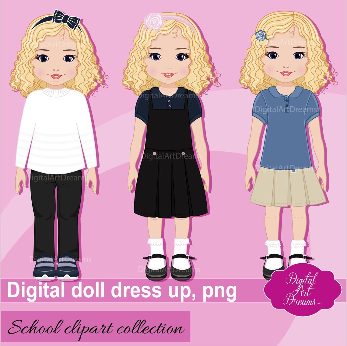 Paper Doll Dress up Printable Paper Dolls School Uniform - Etsy