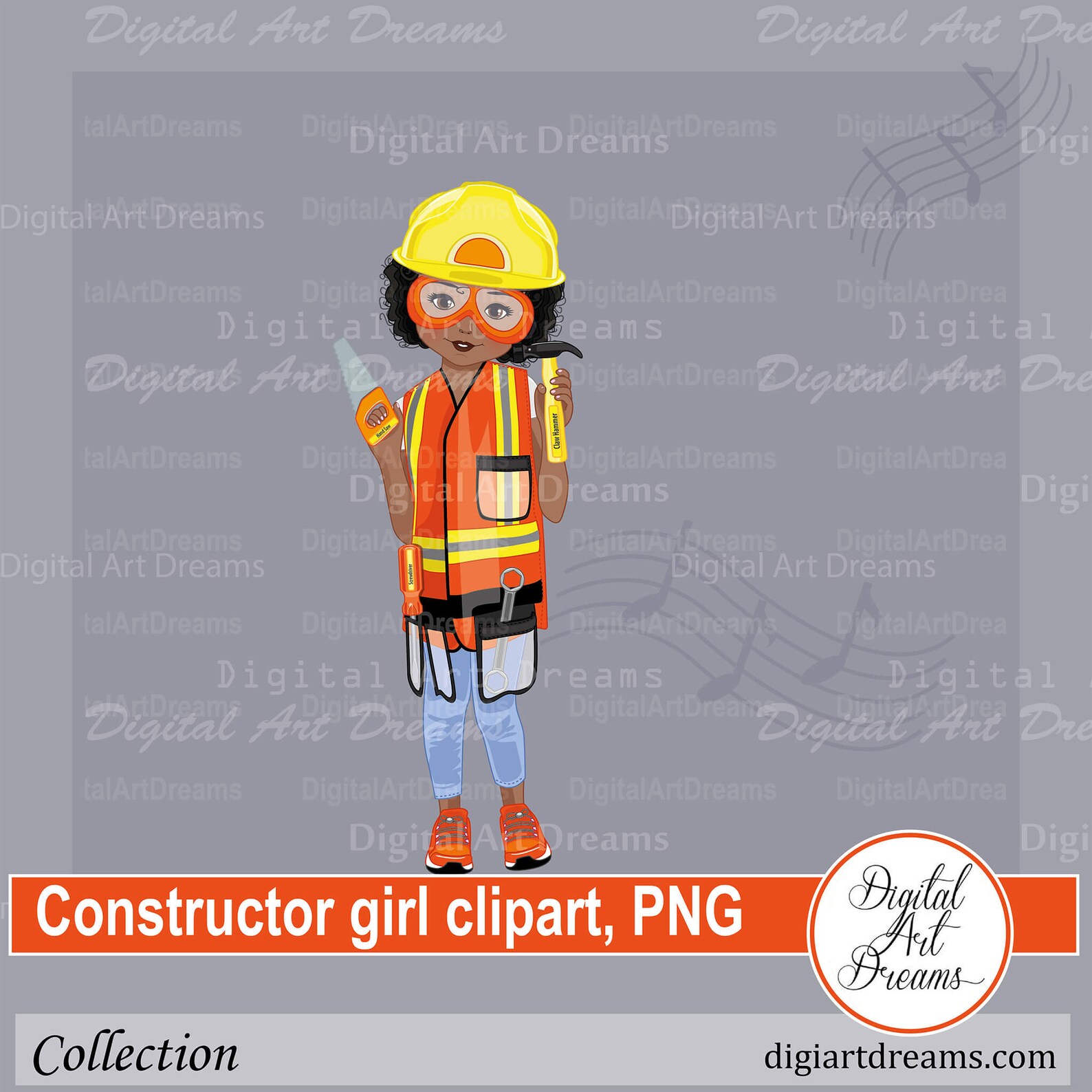 Little Constructor Girl Clipart Construction Worker - Etsy
