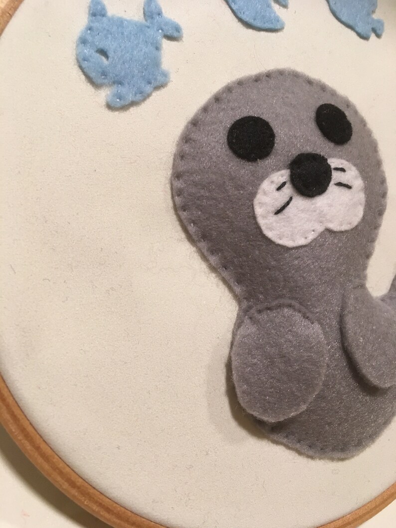 Seal Hoop Art Handmade Seal and Fish Wall Art Room Decor - Etsy