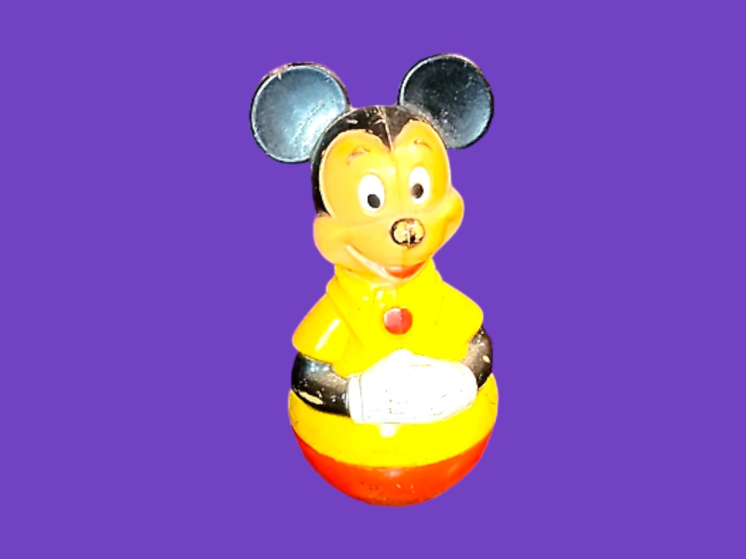 Vintage 1975 Mickey Weeble Wobble Toy 4.5 X 2.5 Rattle Walt Disney ...