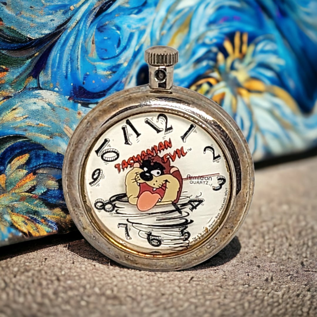 Vintage Taz Tasmanian Devil Pocket Watch Armitron Warner Bros - Etsy
