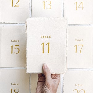 Gold Handwritten Table Numbers on Hand Made Paper, Gold Wedding ...